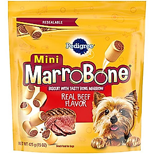PEDIGREE MARROBONE Toy/Small Dog Treats Real Beef Flavor Crunchy Dog Biscuit, 15 oz. 8 Pack