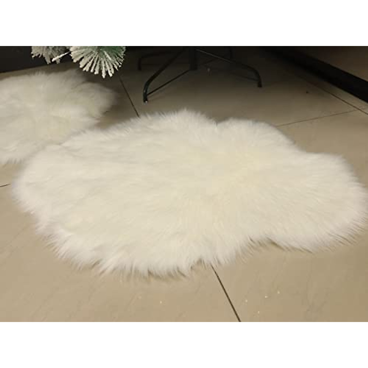 Woolous Cloud Faux Fur Rug - Nursery Fluffy Shaggy Cloud Shape White Rug - Faux Sheepskin Fur Area Rug Carpet - Kids Rug for Cozy Bedroom Decor - Living Room Rug (2 Pack, 2.4x1.8 ft)