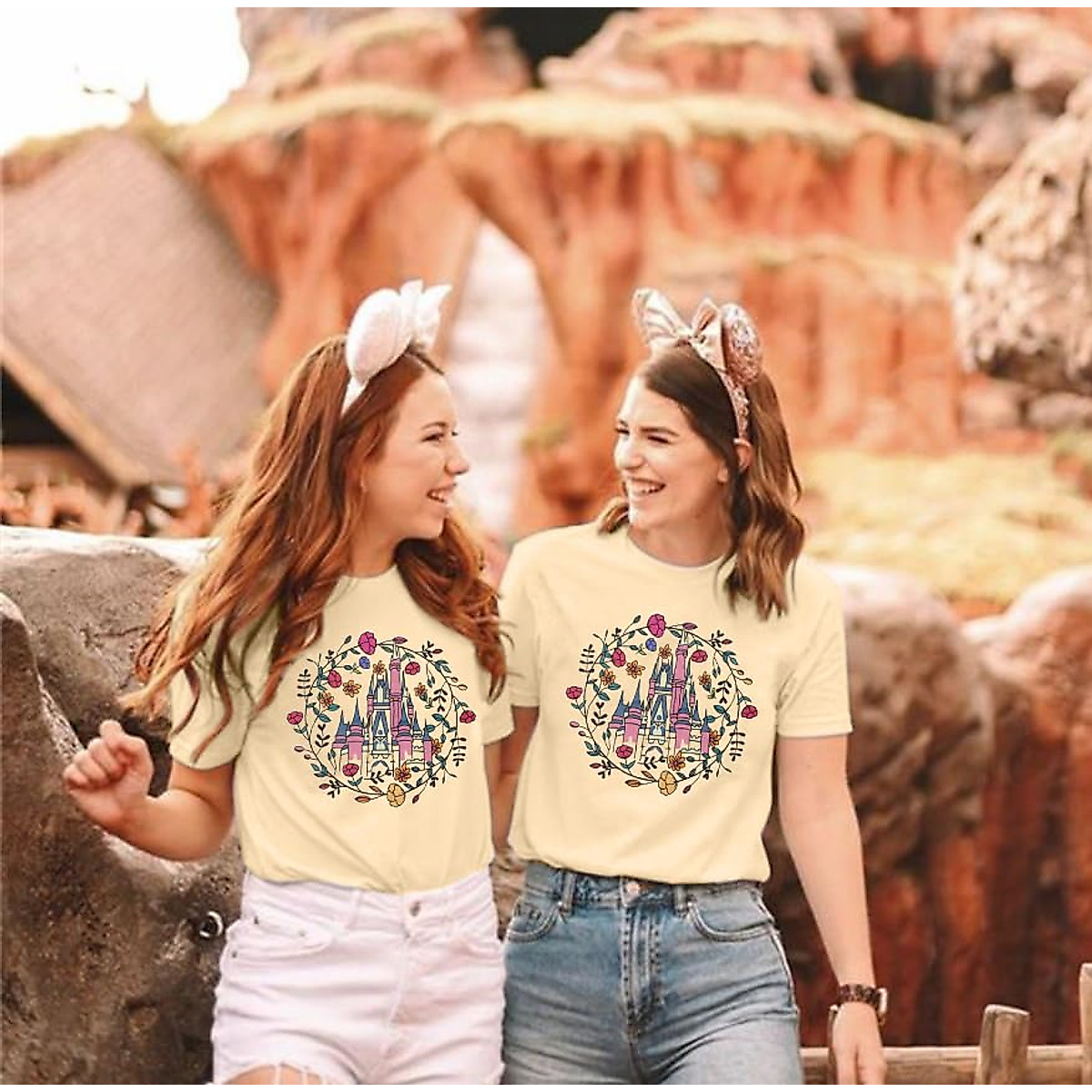 Magical Shirt for Women Magic Kingdom T Shirt Family Holiday Vacation Tee Castle Graphic Short Sleeve Tops Apricot