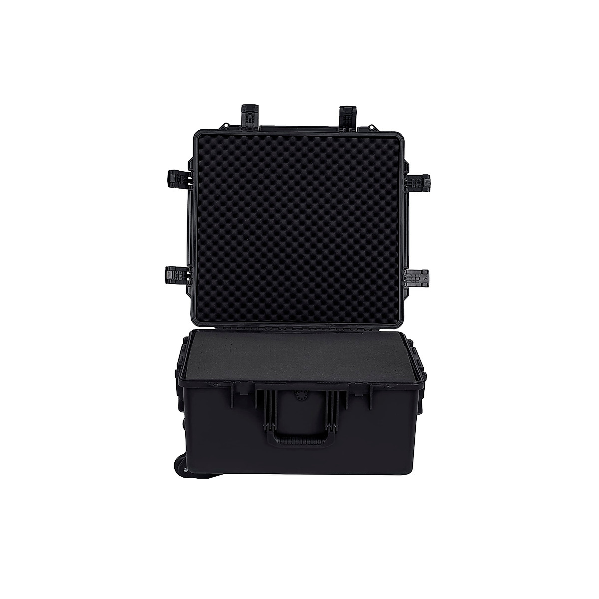 MEIJIA Portable All Weather Waterproof Hard Case, Camera Case with Customizable Fit Foam And Rolling Wheels, 24.8"X23.7"X13.17",Elegant Black