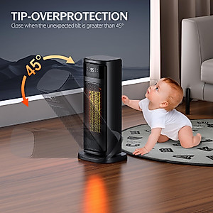 GIOFXY Indoor Space Heater, 1-12H Timer, Digital Display, 70°Oscillation, PTC Ceramic Electric Heating 1500W, Suitable for Office, Home.