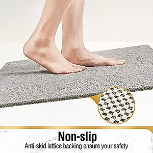 HITSLAM Shower mat Non Slip, 24 x 32 Inch Bathtub Mat Non Slip with Drain, Soft PVC Loofah Shower Bath Mat for Tub, Quick Drying Bathroom Shower Mat, Grey