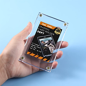 Acrylic Card Holder Screw Trading Card Protector 35 PT Clear Card Protectors for Baseball Football Sports Card Game Card Storage and Display (15 Pieces)