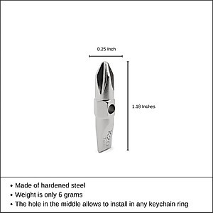 Keychain Screwdriver Bit with Phillips and Flat Head - Small Pocket EDC Tool (#2)