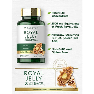 Carlyle Royal Jelly Capsule | 2500mg | 120 count | Non-GMO and Gluten Free Formula | Traditional Supplement