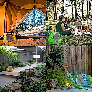 GGII Outdoor Rock Speaker - Solar Bluetooth Speaker, Wireless Bluetooth for Garden Patio Party, Waterproof, Solar Powered with Rechargeable Battery, Bluetooth Speakers with 7 Colors for All Seasons