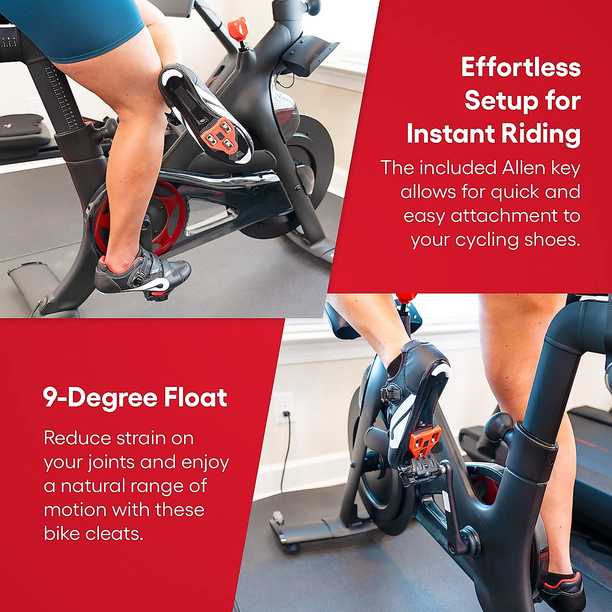 Replacement Bike Cleats Compatible with Look Delta and Peloton Bike, Cleats for Cycling Shoes, Adjustable 9 Degree Float, Allen Key Bolts, Indoor and Road Cycling, Replacement Peloton Shoe Cleats