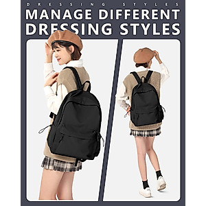 Backpacks For School Backpack For College Bookbag For Women School Bag Book Bags Waterproof Gym Backpack For Women Men Simple Aesthetic Backpack Black
