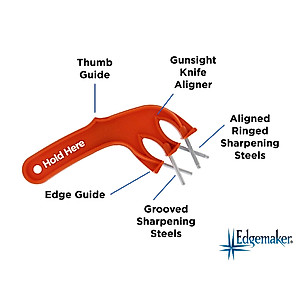 The Edgemaker Knife Sharpener Pro 331- Perfect for Sharpening & Honing any Blade, Durable, Safe & Easy to Use- Orange