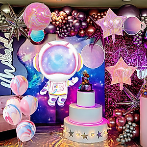13Pcs Astronaut Balloons for Girls/Girl Astronaut Space Party Decor/Purple Outer Space Astronaut 4D Planet Balloons for Girl/Galaxy Planet Balloons/Space Travel Theme Birthday/UFO Baby Shower