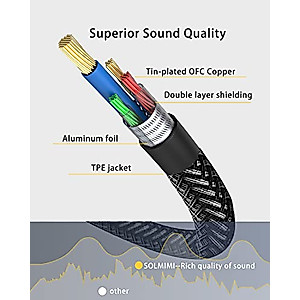 SOLMIMI Headset Splitter Cable for PC 3.5mm Crystal-Nylon Braid 3.5mm Female to Dual 3.5mm TRS Male Headphone Mic Audio Y Splitter Cable CTIA Gaming Headset to PC Adapter - Matte Black 0.3M