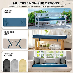 mudilun Custom Bench Cushion Non-Slip Bench Cushions for Indoor/Outdoor Furniture Water Proof Patio Furniture Cushion 100+ Colors (Custom Siz)