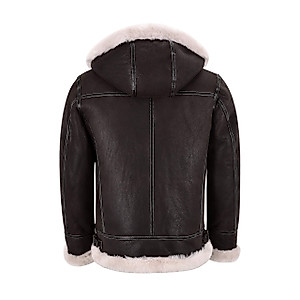 Men's Aviator RAF Classic B3 Sheepskin Bomber Flying Real Leather Jacket 116117 (XL, Brown/Beige)