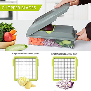 SUREWIN Vegetable Chopper, Multifunctional Mandoline Slicer Veggie Dicer All-in-1 Pro Onion Chopper Food Chopper Vegetable Cutter Slice Spiralizer, with Storage Container and Lids