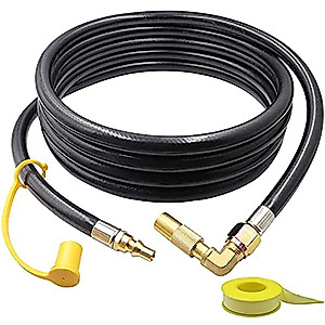 Monkemon Propane Elbow Adapter with Extension Hose, 12FT Propane Quick Connect Hose RV to Grill for Blackstone 17" and 22" Griddle, Lp Quick Connect Hose Rv Grill For Camp Chef Stove Portable Fire Pit