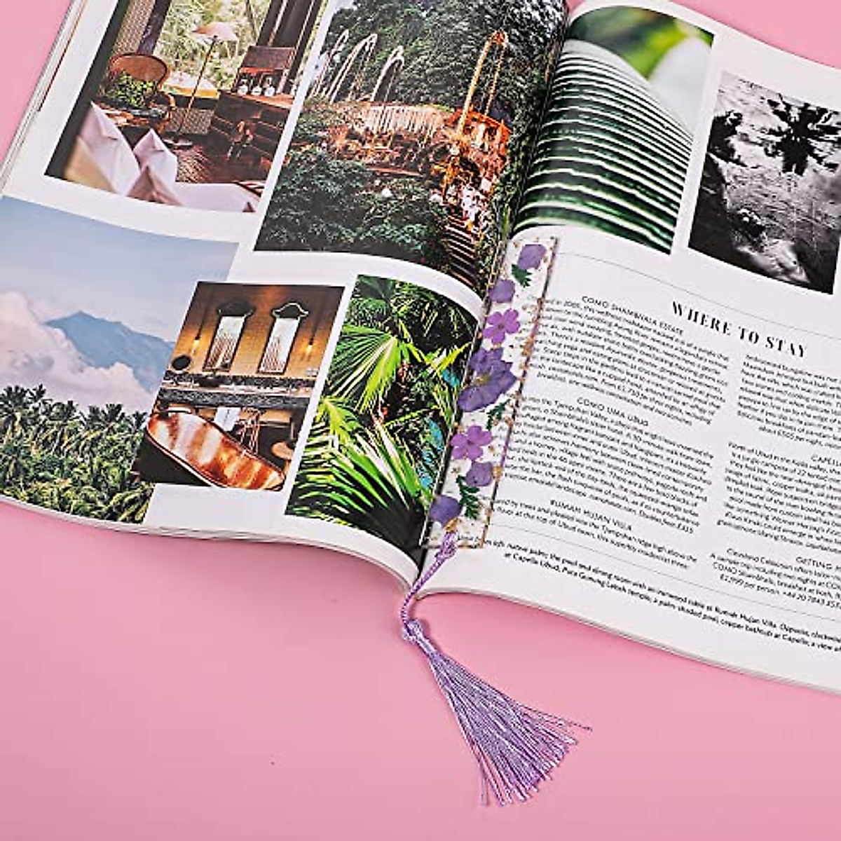 cobee Resin Dried Flower Bookmark, 2 Pieces Transparent Pressed Flower Bookmark Handmade Floral Page Marker with Tassel Cute Bookmark for Women Kids Book Lovers Gift