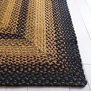 Safavieh Braided Collection Accent Rug - 4' x 6', Gold & Sage, Flat Weave Reversible Cotton Design, Easy Care, Ideal for High Traffic Areas in Entryway, Living Room, Bedroom (BRD651D)