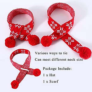 Do-Dottii Pet Christmas Hat Scarf Set Cat Santa with Scarf Dog Christmas Costume Antler with Star for Small Medium Dogs Cats Accessories Dog Costumes Holiday Party (Red)