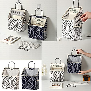 3Pack Wall Hanging Storage Bag Waterproof Over The Door Closet Organizer Hanging Pocket Linen Cotton Organizer Box Containers for Home,Dormitory，Bedroom, Bathroom (3 Pack)