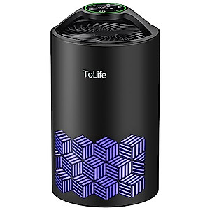 ToLife Air Purifiers for Bedroom, HEPA Air Cleaner for Room, Filters 99.97% Smoke Pollen Dander Dust, Portable Air Purifier with Low Noise Sleep Mode for Desktop Office, Black