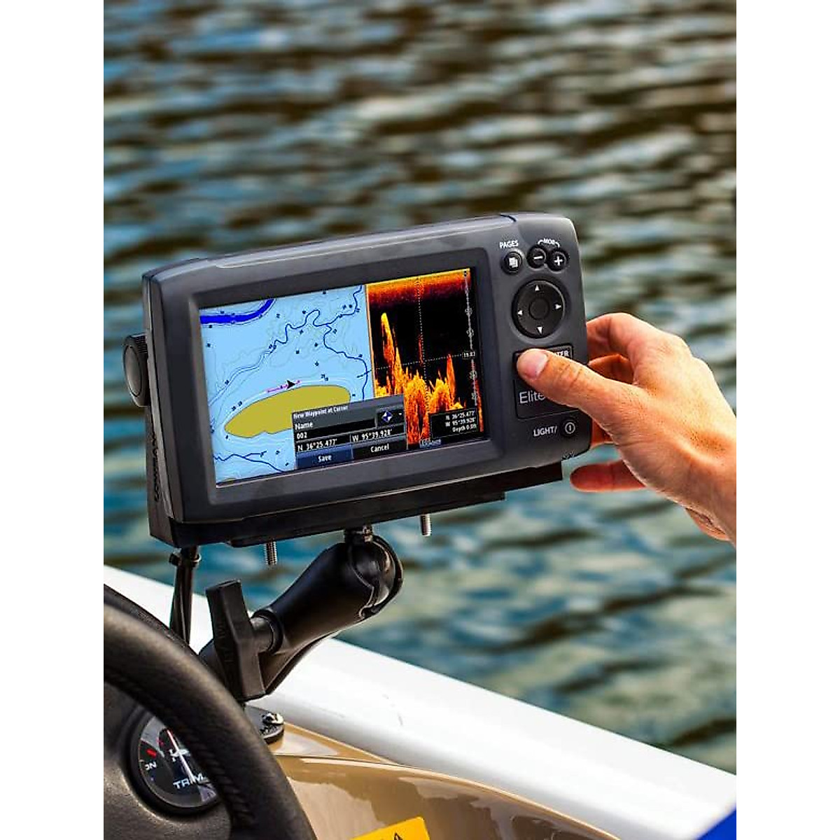 WINDFRD Aluminum Fish Finder Mount with 1.5" / C Size Ball, Medium Arm Marine Electronic/Depth Finder Mount for Boat, High Salt Water Resistant, Compatible with Garmin, Lowrance and More