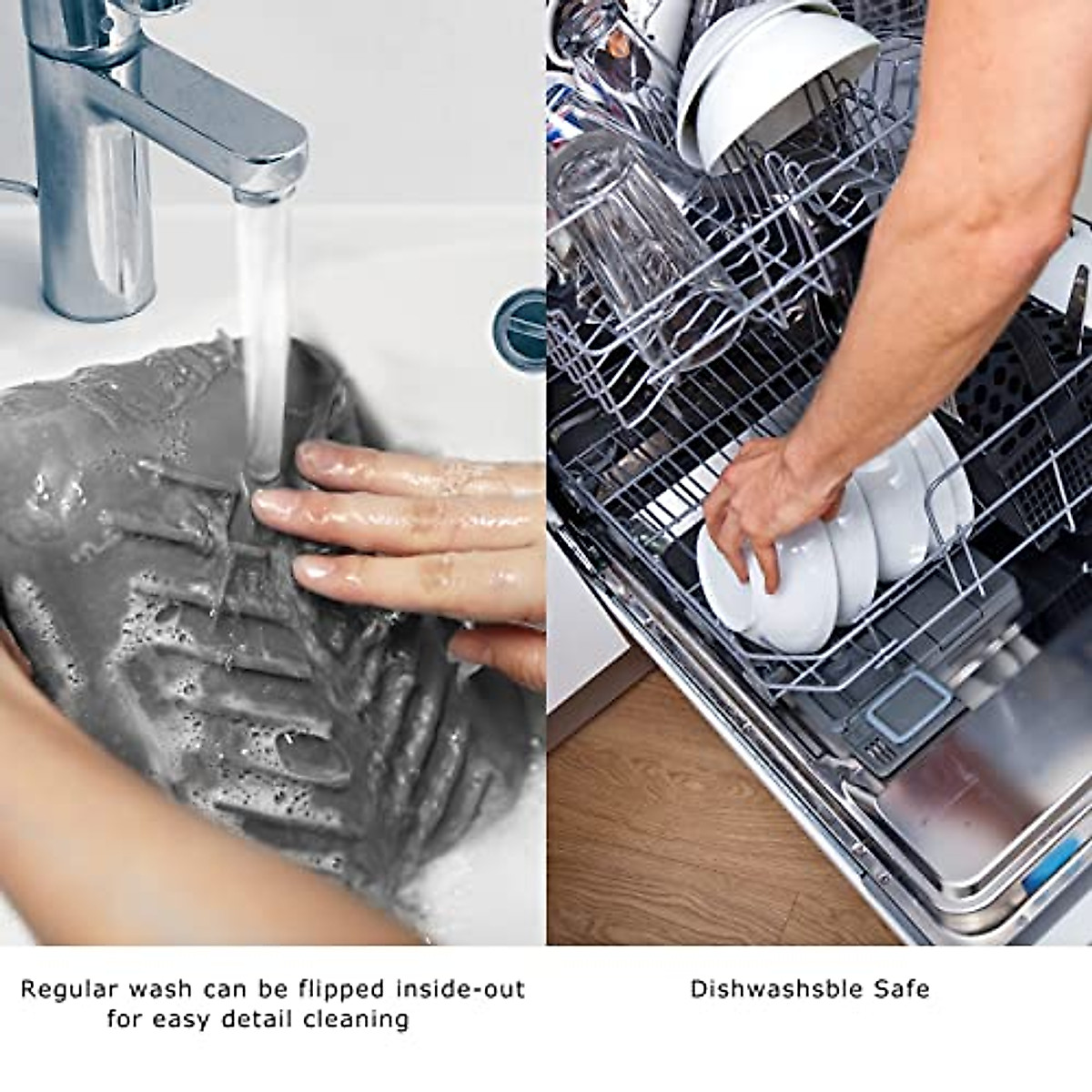 2PCS Air Fryer Silicone Pot for Ninja Foodi Dual DZ201 DZ401, Reusable Air Fryer Silicone Liners for Ninja 8QT with Mitts Basket Accessories