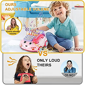 Baby Phone Toy,Baby Toy Phone Cartoon Baby Piano Music Light Toy Children Pretend Phone, Kids Cell Phone Girl with Light Parent-Child Interactive Toy Gift Game Boy Girl Early Education Gift Pink