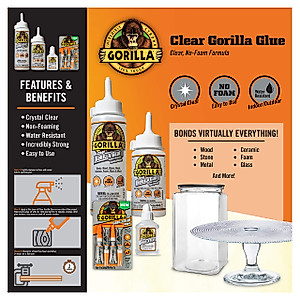 Gorilla Clear Glue and Gorilla Max Strength Clear Construction Adhesive Bundle (2 Pack)