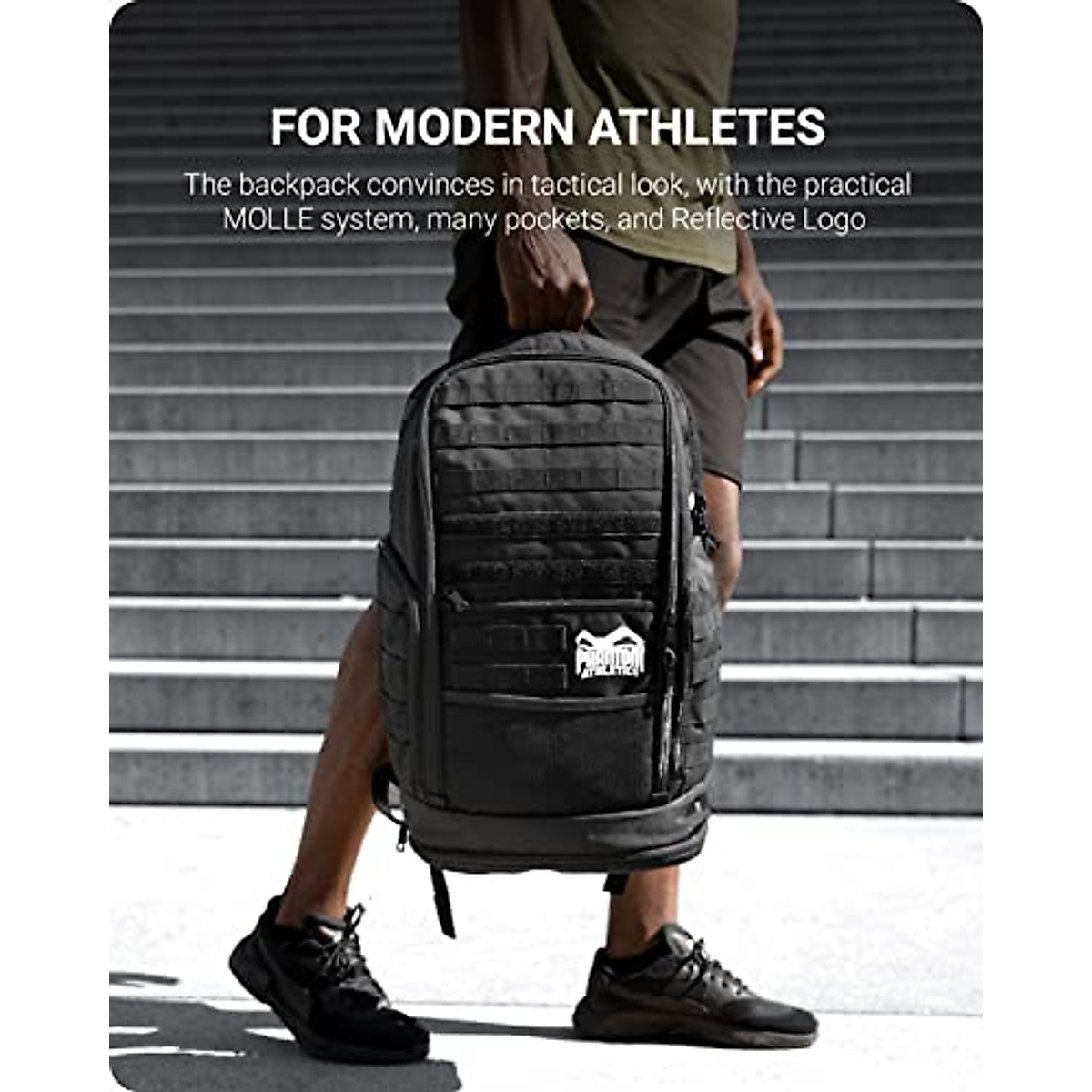 Phantom Athletics Gym Backpack - Sports MMA Boxing BJJ - Men Bag Tactical Black