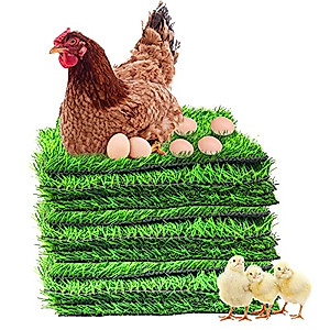 Vivnoon Chicken Nesting Box Pads, 9 Pack 12"x12" Artificial Grass Rug Synthetic Turf Mat for Chicken Coop Laying Box Grass Pads Pet Lawn Pads…