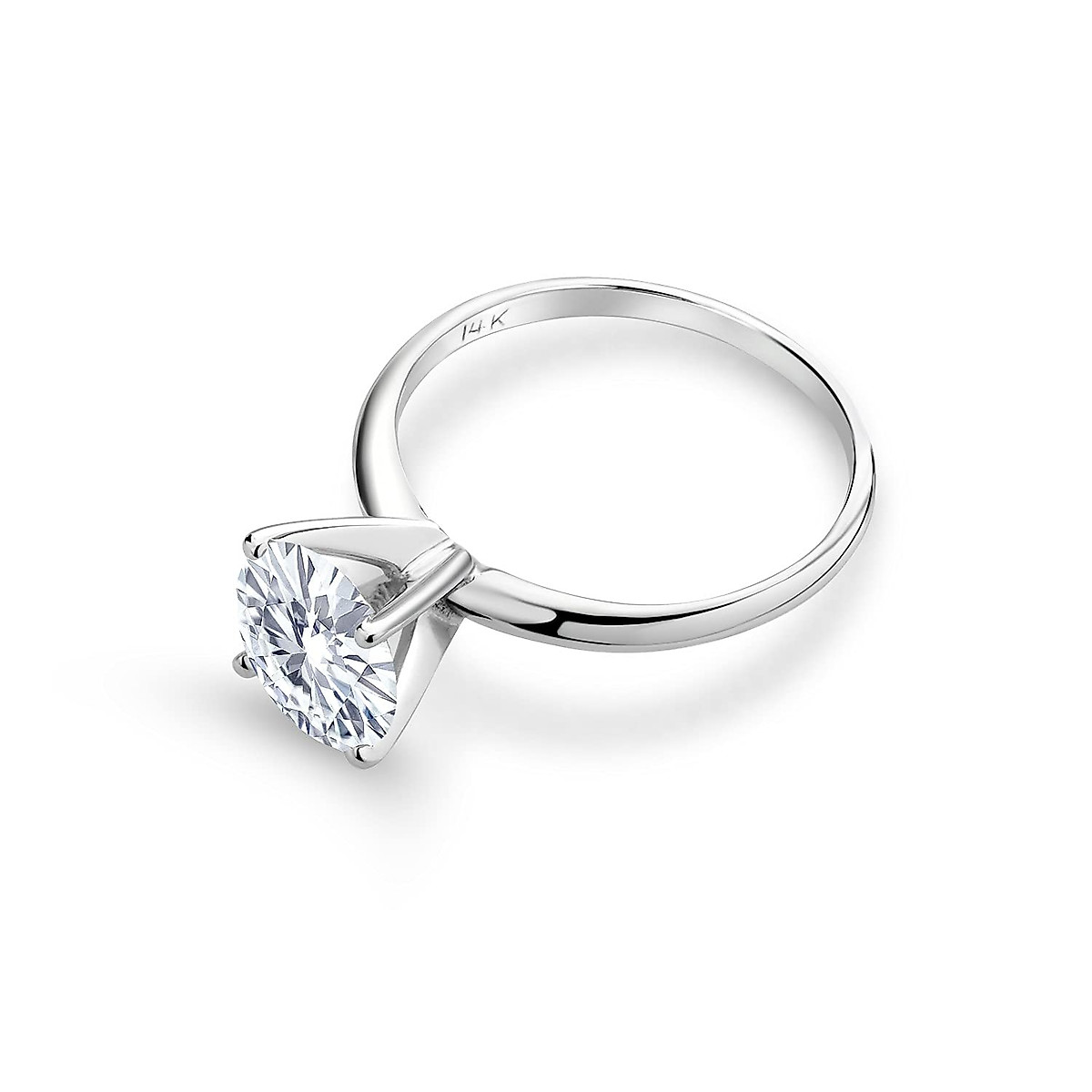 14K White Gold Forever Brilliant Moissanite from Charles & Colvard Solitaire Engagement Ring For Women (1.90 Cttw, Round 8MM, Available in size 5, 6, 7, 8, 9)