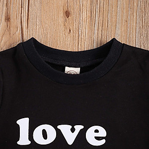 Toddler Baby Boy Girl Valentine 's Day Sweatshirt Love You More Pullover Tops Casual Unisex Baby Clothes (Black, 3-4 Years)