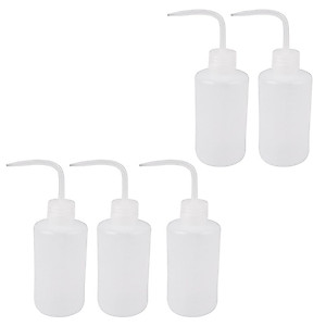 uxcell 5 Pcs 250mL Bent Tip White Plastic Oil Liquid Storage Squeeze Bottle