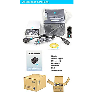 WeeiUs POS Thermal Receipt Printer, USB Ethernet LAN Serial Connection, with auto-Cutter, Restaurant Printer, 3 1/8 80mm, Support Windows ESC/POS, RJ11RJ12 Cash Drawer