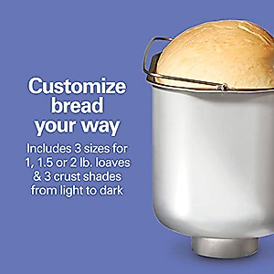 Hamilton Beach Bread Maker Machine, Digital, Programmable, 12 Settings + Gluten Free, Dishwasher Safe Pan + Kneading Paddle, 2 lb Capacity, Black (29982)