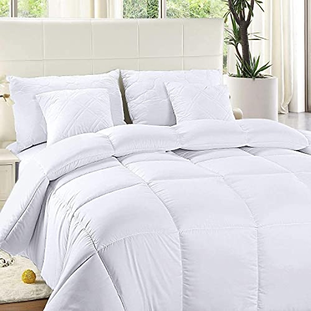 Utopia Bedding Comforter Duvet Insert - Quilted Comforter with Corner Tabs - Box Stitched Down Alternative Comforter (Queen, White)