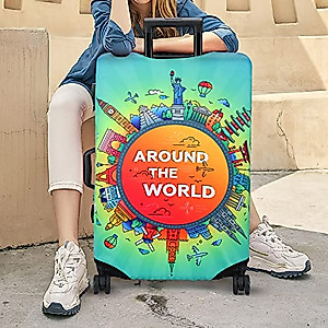 KYKU Printed Luggage Cover Xlarge Travel Suitcases Covers Fit 29 30 31 32 Inch