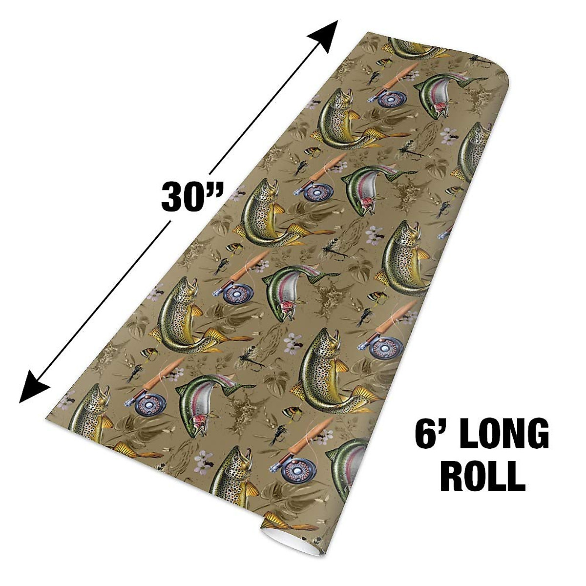 GRAPHICS & MORE Trout Stream Fish Fly Fishing Rod Reel Gift Wrap Wrapping Paper Rolls
