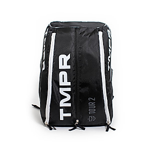 TMPR Sports Tour Backpack 2 - Pickleball Bag for Men & Women with Laptop Compartment, Lightweight & Adjustable, Comfortable Straps, Great for Outdoors, Hiking, Camping, Gym, Sports and More, Black/White