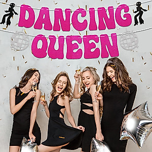 Dancing Queen Banner - Mamma Mia Bachelorette Party Decorations, You're the Dancing Queen Bunting Banner, Disco Dancing Themed Bachelorette Bridal Shower Party Decorations Hot Pink