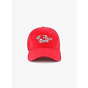Concept One Mens Disney Pixar Toy Story Dad Hat, Pizza Planet Delivery Cotton Adjustable With Curved Brim Baseball Cap, Red