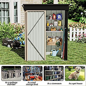 Flamaker Storage Shed Outdoor Metal Garden Shed with Lockable Door Utility Tool Shed Storage House for Backyard, Patio and Lawn (5 x 3 FT)