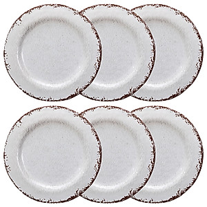 LEHAHA 6 Piece White Dinner Plate Set, 11” Durable Melamine Plates, 6 Piece Camper RV Dishes Set for Formal and casual dining, Lightweight and Chip Resistant, Dishwasher Safe