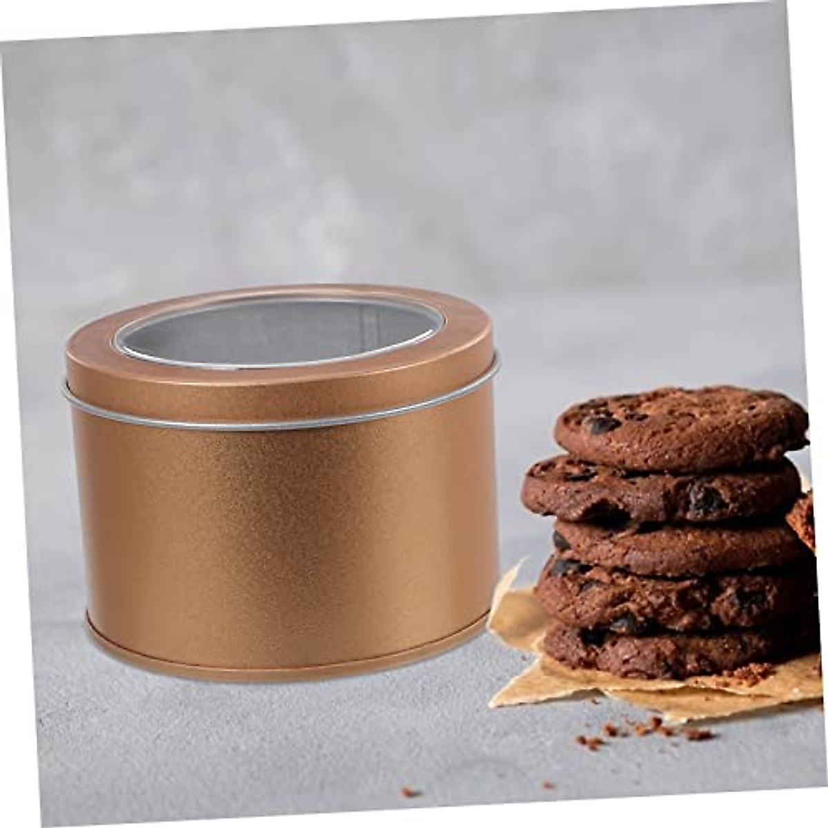FUNOMOCYA 4 Pcs Boxes Tin Box with Window Mini Paper Cups Mini Cake Boxes Cake Containers Candle Containers with Lids Round Baking Cake Tins Tea Storage Can Dessert Container with Window