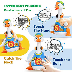 BABYFUNY Hiphop Goose Dancing Toys for Toddlers 1-3 with Music Singing Lights - Musical Toys for Toddlers 1-3，Baby Toys 12-18 Months - Gifts for 1 2 3 Year Old Boys Girls Toddlers - Blue