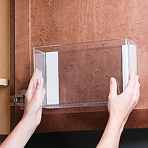 iDesign AFFIXX Plastic Wall Mount Organizer for Kitchen Bathroom, Office, Bedroom, Garage, Craft Room, 3.5" x 11" x 6.5", Clear