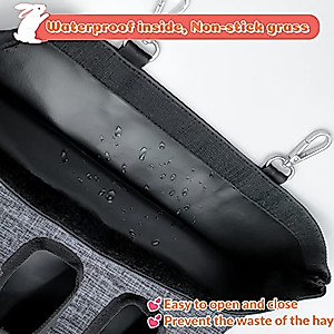 Rabbit Hay Feeder Bag, Guinea Pig Hay Feeder Storage with 3 Holes, Small Animal Pet Large Hanging Hay Feeder,600D Oxford Fabric (Gray)