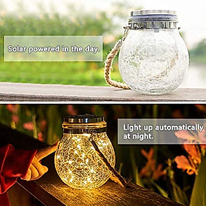 UYBAG Solar Lamp 3 Pack Mason Jar Solar Lights IP65 Waterproof Solar Lantern Garden Solar Garden Hanging Lanterns for Garden, Balcony, Yard, Path, Fence Decoration