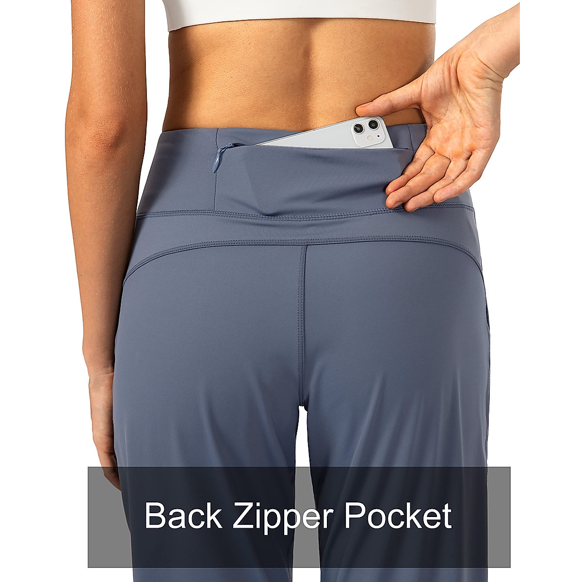 Soothfeel Women's Joggers with Zipper Pockets High Waisted Athletic Workout Yoga Pants Joggers for Women Regular (Dusty Blue, Small)