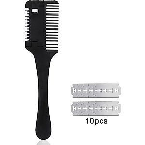 ETERCYCLE Hair Cutter Comb with Extra Razors - Perfect for Men, Women, and Kids - Trim, Thin, and Style with Ease - Sleek Black Design - Hair Cutting and Thinning Tool